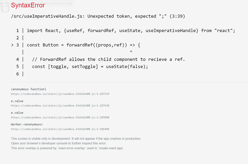 Trouble With Forwardref Unexpected Token Javascript The