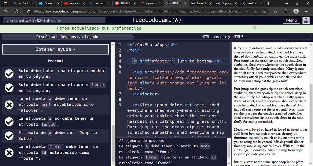 HTML básico y HTML5 Enlaza hacia secciones internas de una página con
