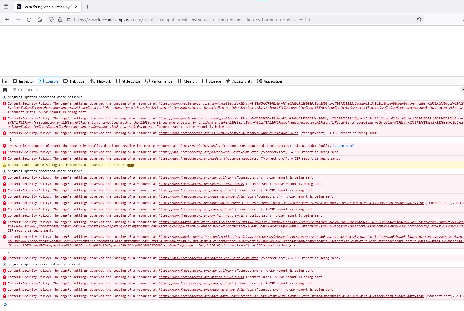 Firefox Blank White Page When Submitting Answers Console Errors