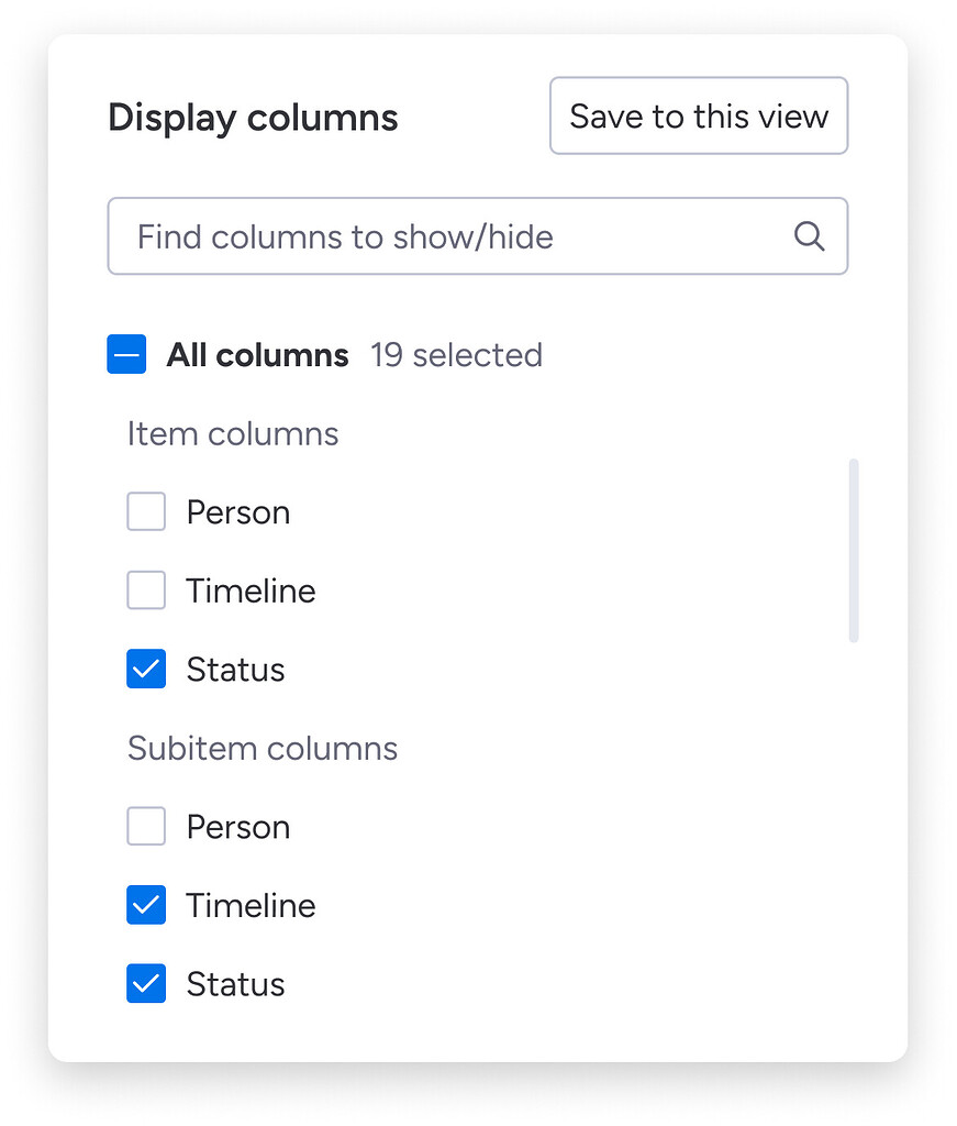 New Feature In Gradual Release Hide Subitem Columns New Features