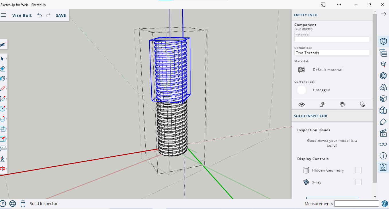 Vise Bolt Nested Components And Go Inspector SketchUp SketchUp