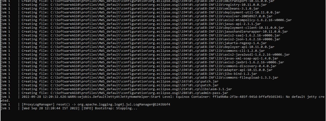 My WebMethods Server Bootstrap Stopping Error WebMethods Software