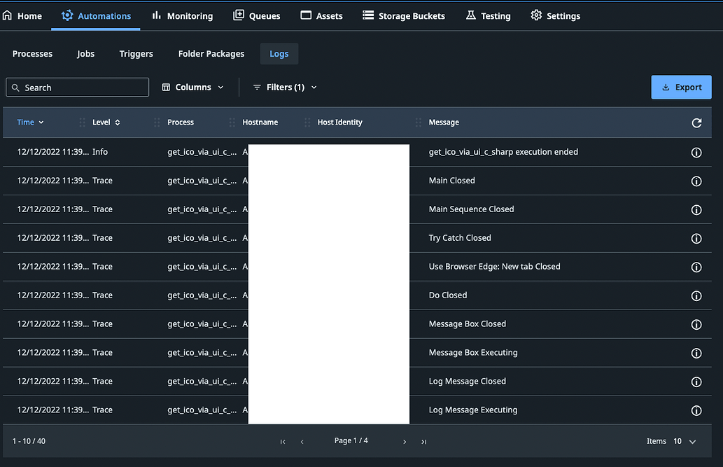 Cannot Extract Robot Execution Logs Via API Odata RobotLogs