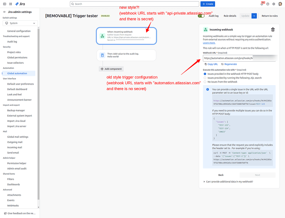 "Incoming webhook" type automation triggers changed their base URL and have a new undocumented ...