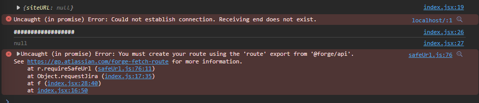 Err Connection Refused Route Parameter For Requestjira Not Working As Expected Forge The