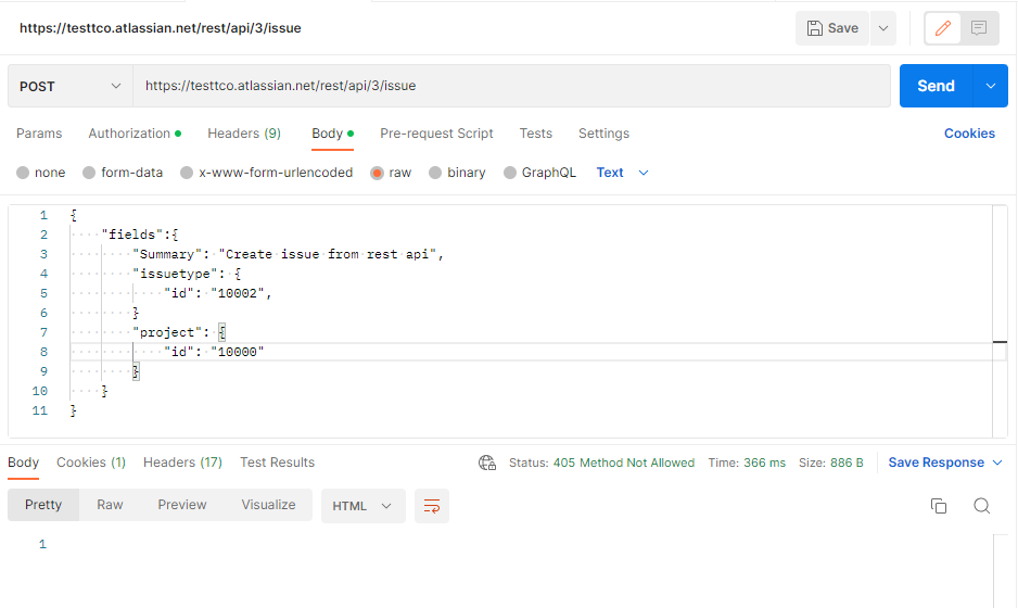 405 Method Not Allowed In Postman Jira The Atlassian