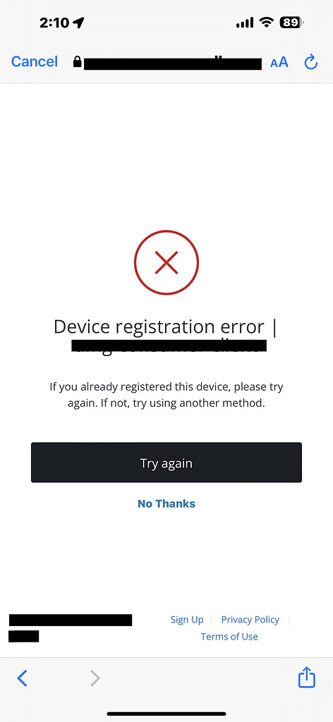 Device Registration Error - WebAuthn - Auth0 Community
