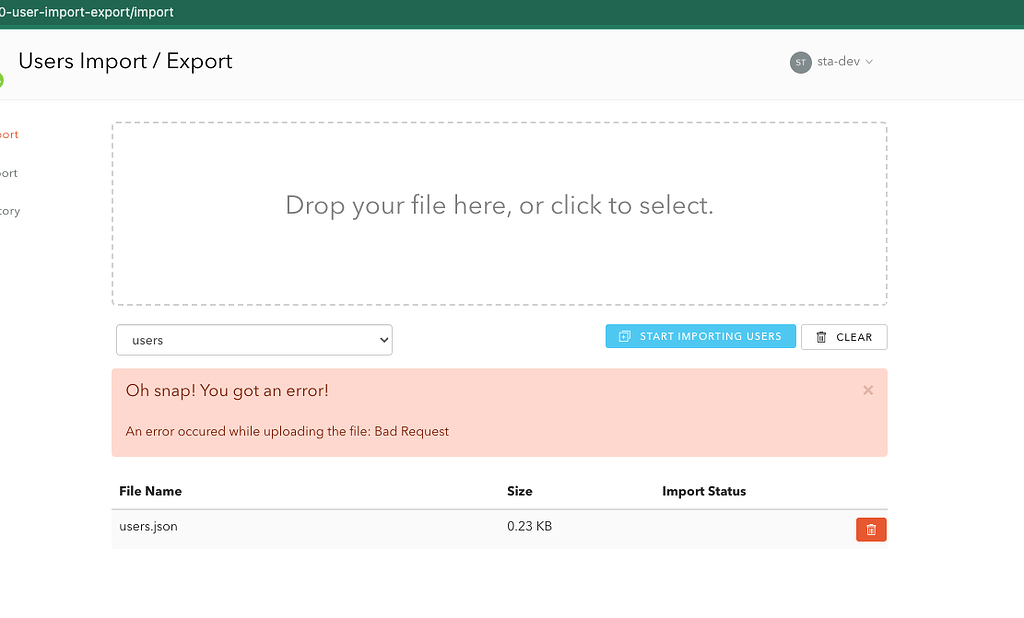 Users Import / Export extension not working - Auth0 Community