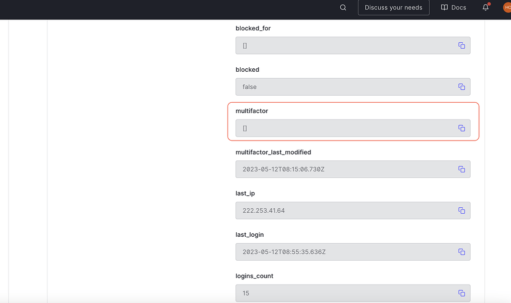 Additional properties not allowed: multifactor_last_modified multifactor - Auth0 Community