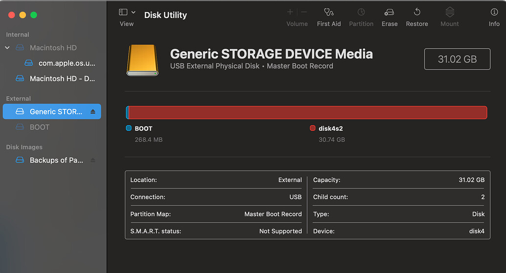 Erroneous "too small" error -- Recommends 32 GB drive, I have 31.9 GB ...