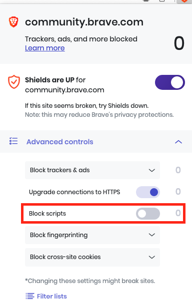 Brave Blocking Scripts On Youtube Browser Support Brave Community 