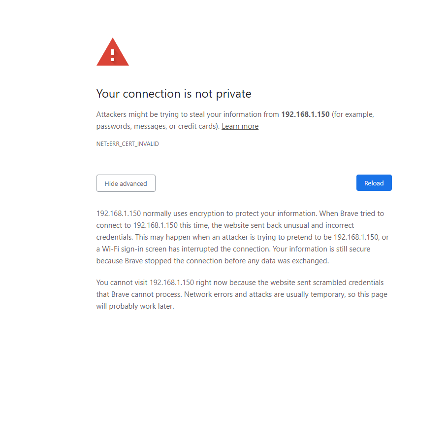 Nas Blocked Synology Cert Invalid On Local Ip Address Desktop