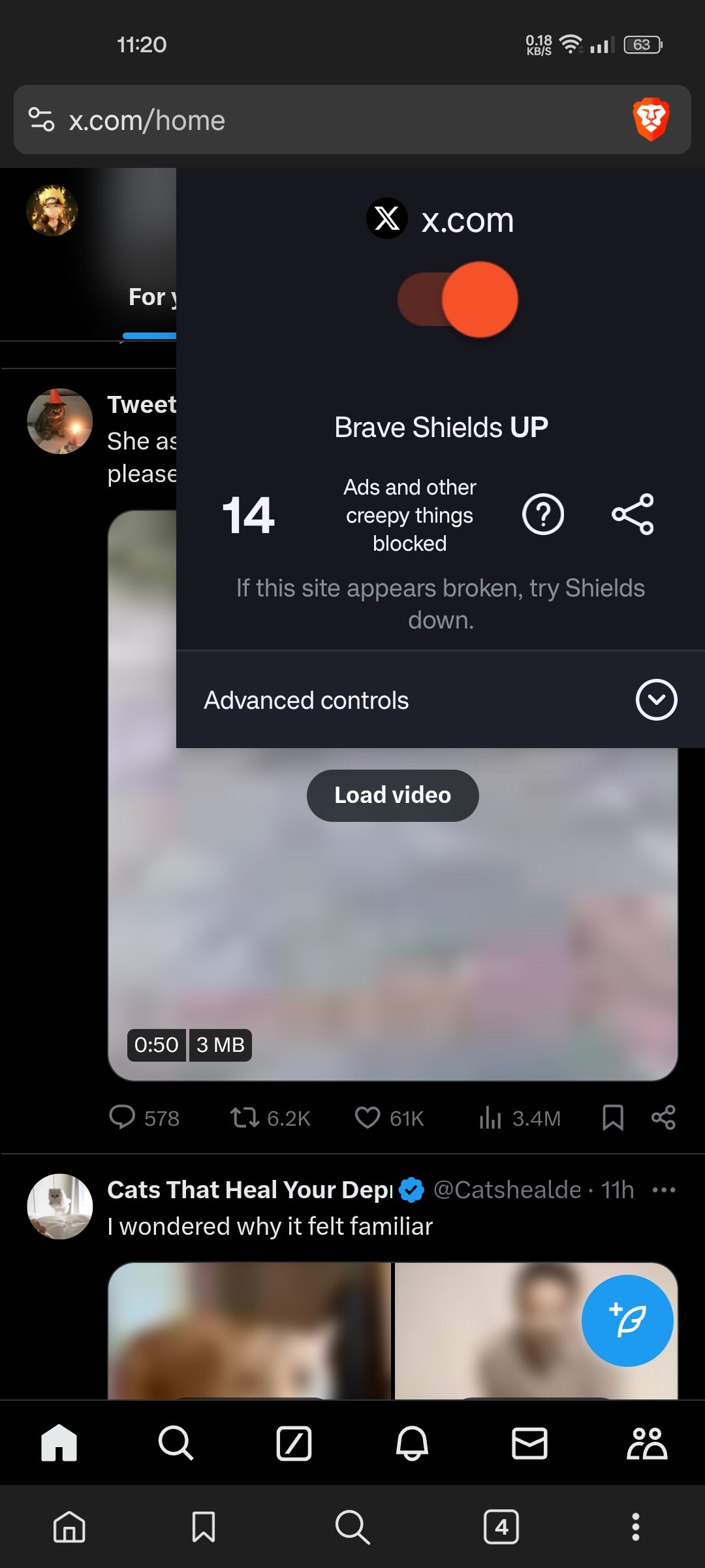 X Navigation Bar Disappears With Shields Up Mobile Support Brave Community