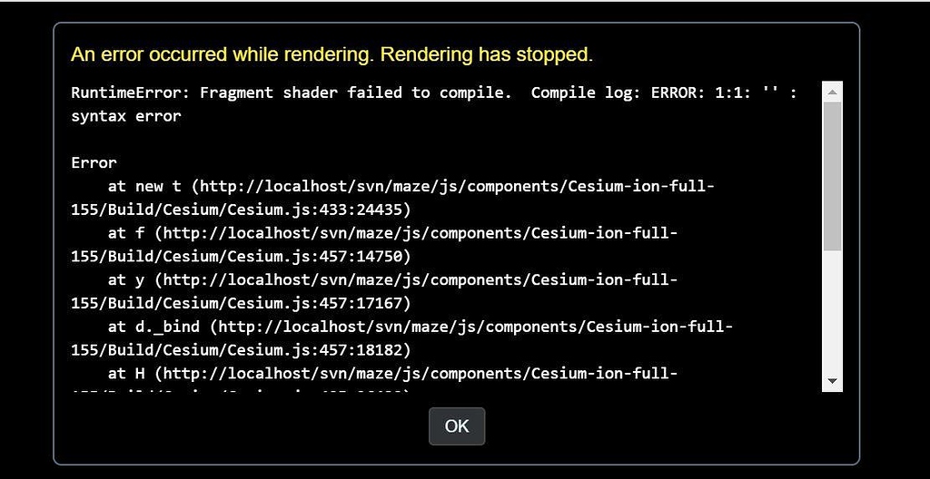 getting fragment shader error - CesiumJS - Cesium Community getting fragment shader error - CesiumJS - Cesium Community