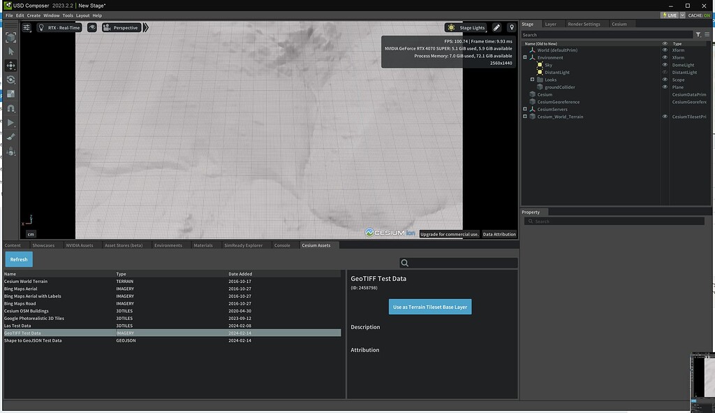 Geotiff Data Can No Longer Be Linked To Omniverse Cesium For Omniverse Cesium Community