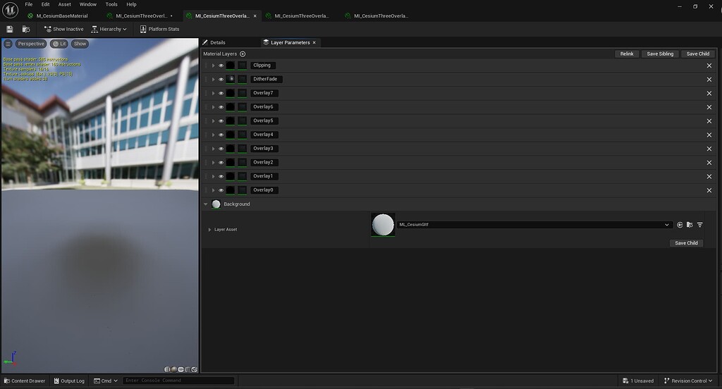 about RasterOverlayComponent's MaterialLayerKey :OverlayN - Cesium for Unreal - Cesium Community