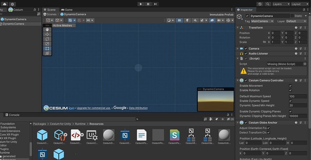 Dynamic Camera Script Missing Cesium For Unity Cesium Community