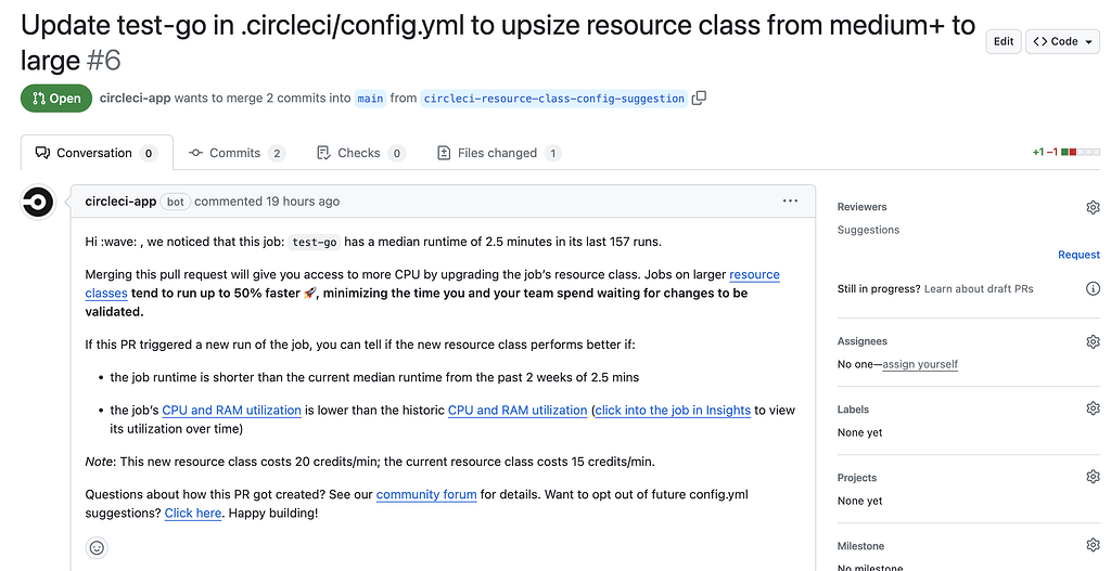 Circleci Config Suggestions Bot Build Environment Circleci Discuss 