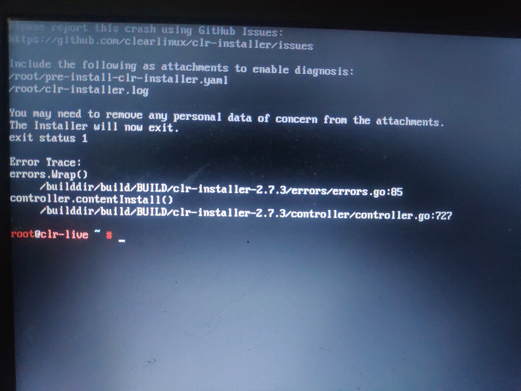 Error ClearLinux Server installation Exit Status 1 Error Trace - Q&A - Clear Linux OS Forum