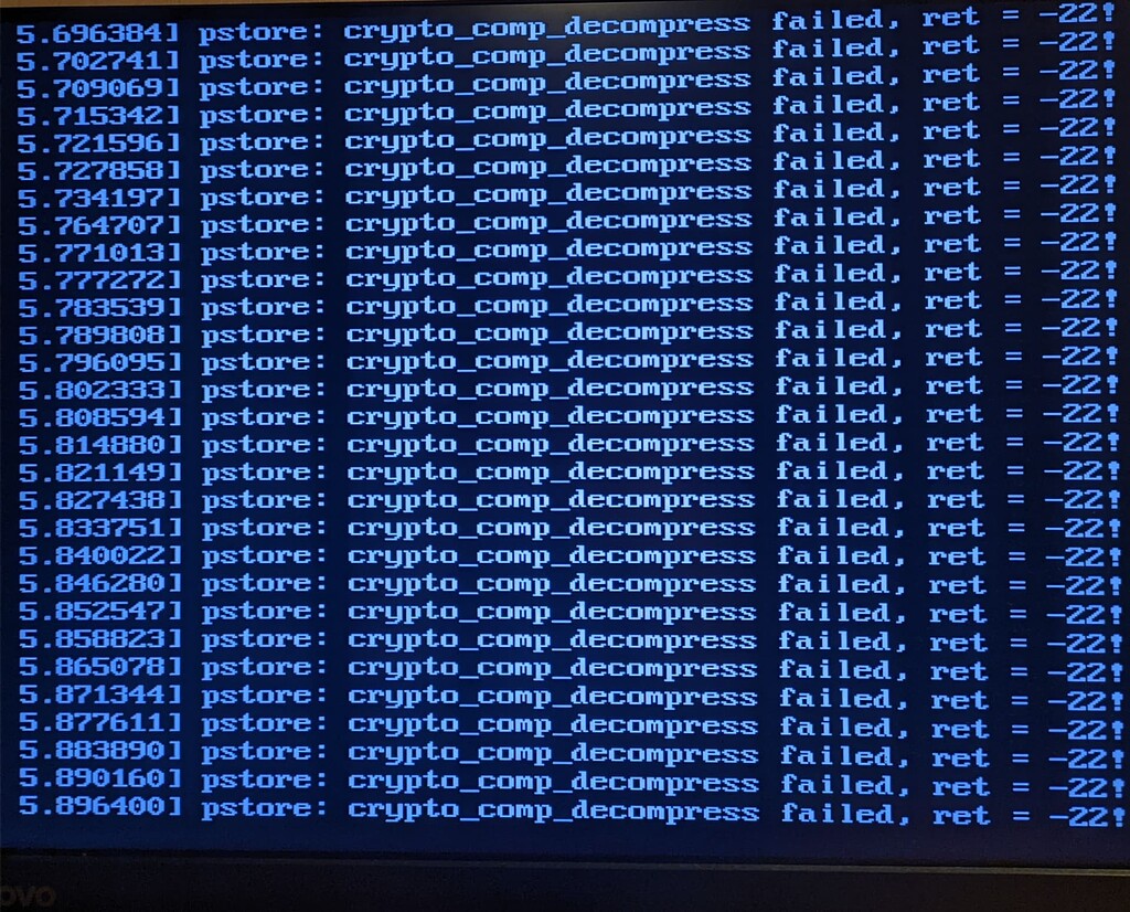 Stuck on boot (pstore: crypto) - General Discussion - Clear Linux OS Forum