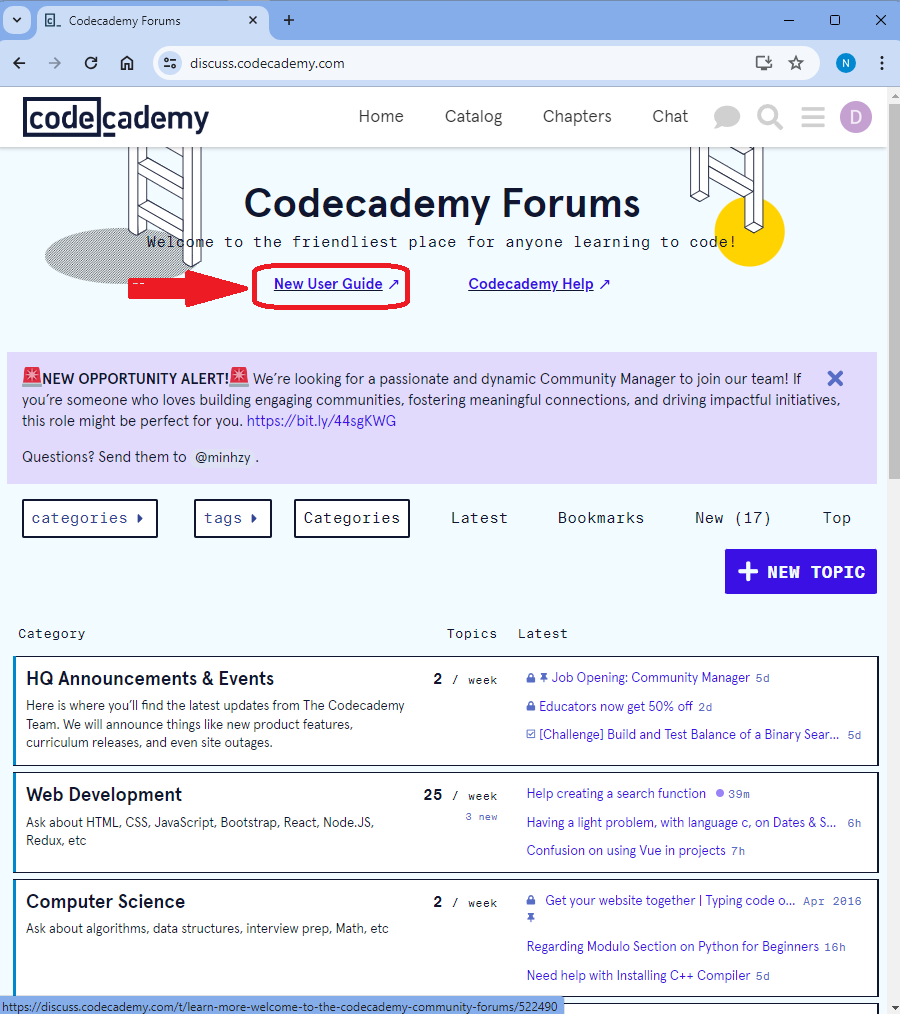 Codecademy Forums New User Guide And Get Help Links Broken Bug Reporting Codecademy Forums
