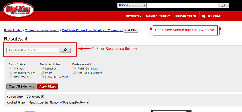 Using Manufacturer Part Numbers in the DigiKey Search - Digikey.com ...