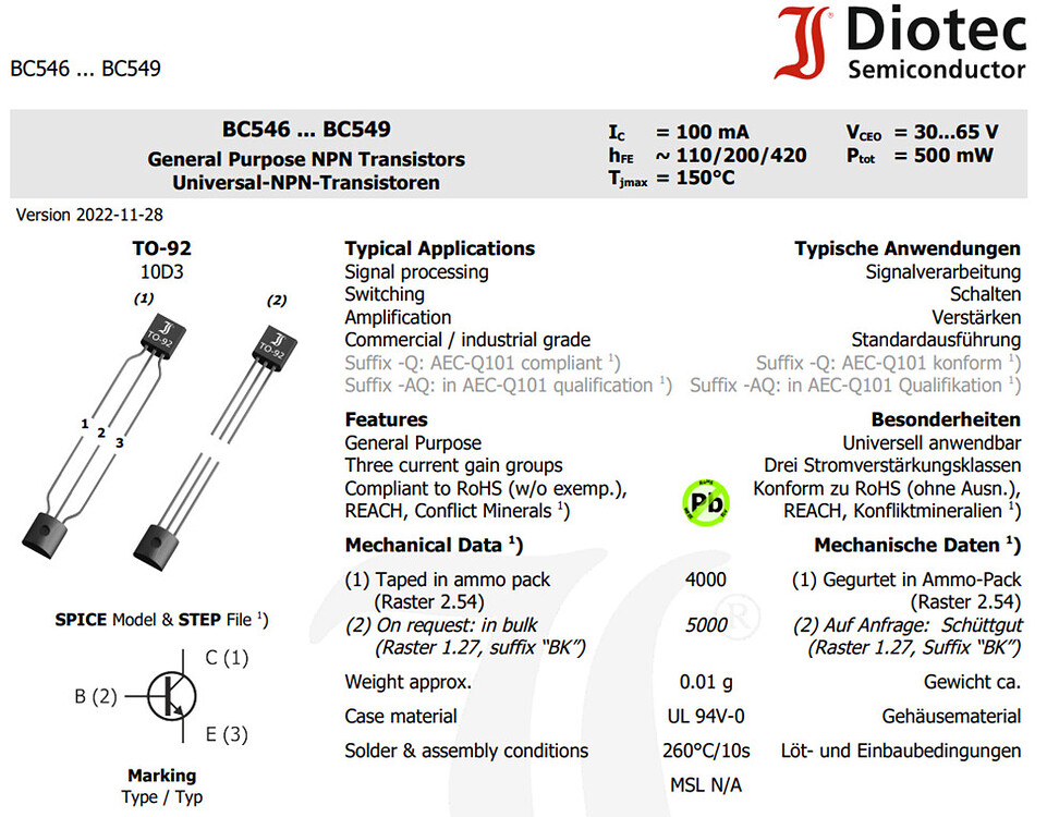 Meet the European BC107, BC547, and BC847 Transistors - Discrete ...