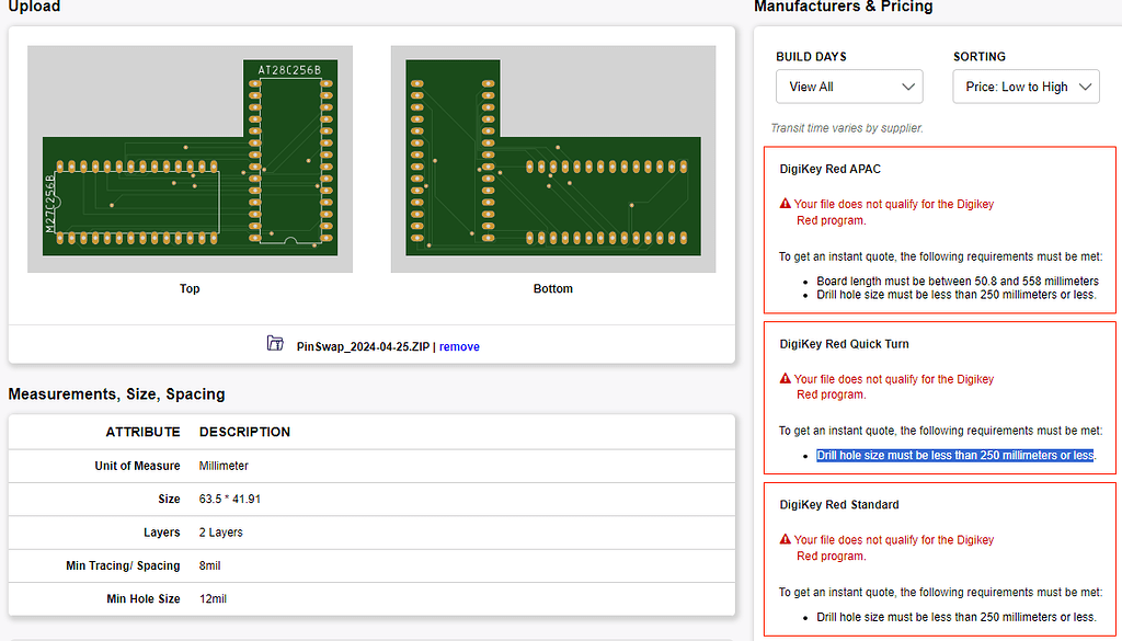 DK Red also Incorrectly states hole size too large - DKRed and PCB ...