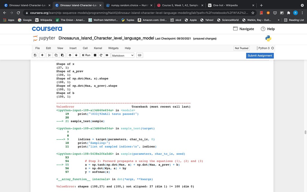 Week 1 Assignment 2 Exercise 2 Sample Sequence Models Deeplearning Ai