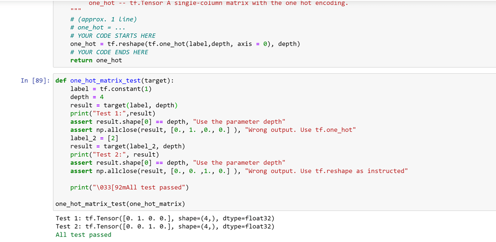 DLS_Course2_Week3_one hot matrix - Improving Deep Neural Networks: Hyperparameter tun ...