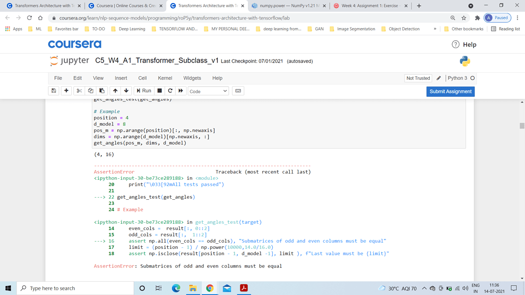 Week 4 Assignment 1 Exercise 1 Get Angles Sequence Models Deeplearning Ai