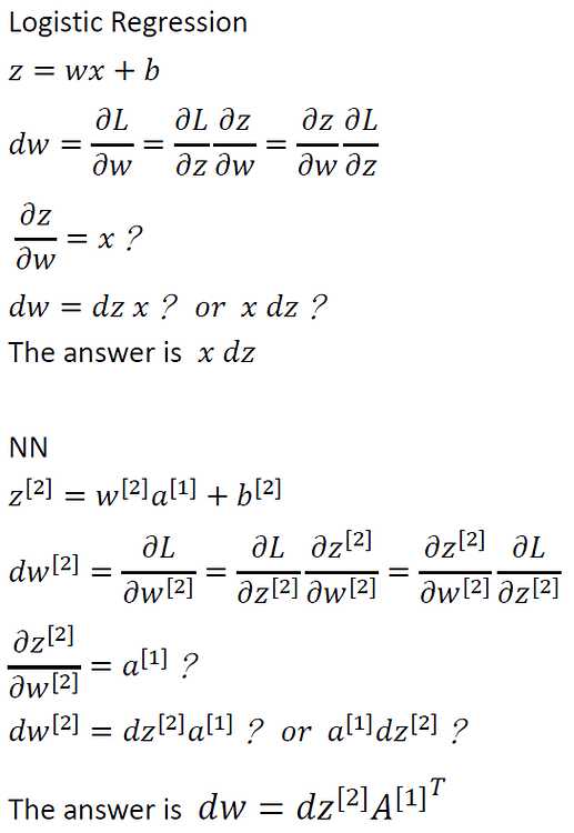 How to calculate dw(dL/dw)? - Neural Networks and Deep Learning - DeepLearning.AI