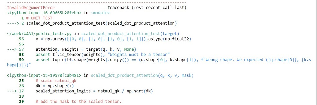 Scaled_dot_product_attention shape error - Sequence Models - DeepLearning.AI