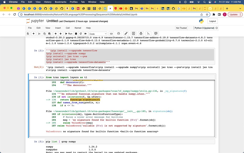 Problem with installation of Trax on Mac - NLP with Sequence Models - DeepLearning.AI