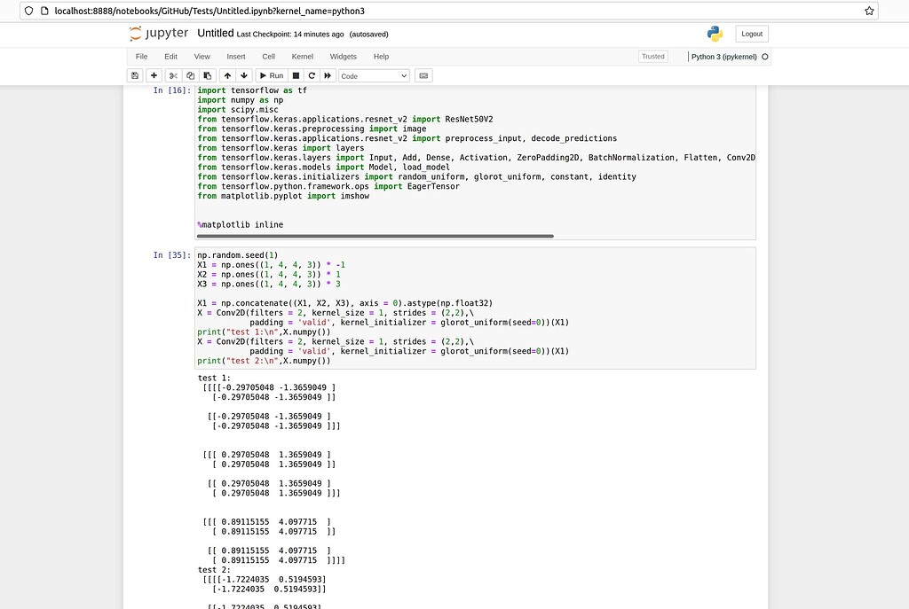 Solved Convolutionalblock Gives Different Output At Each Run In The Local Environment