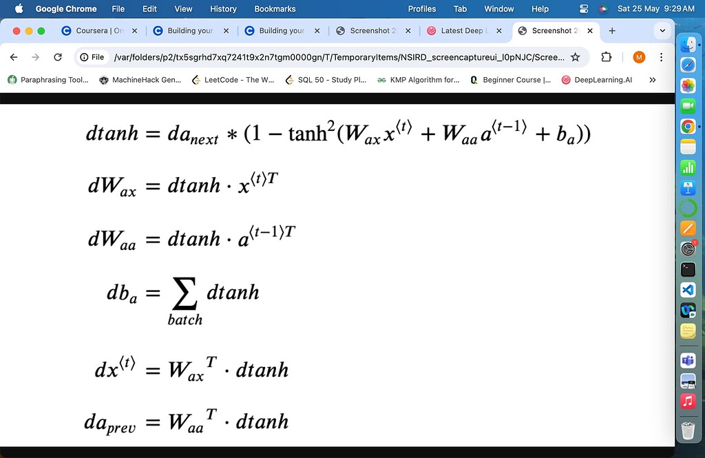 Derivation of Backpropagation in RNNs - Sequence Models - DeepLearning.AI