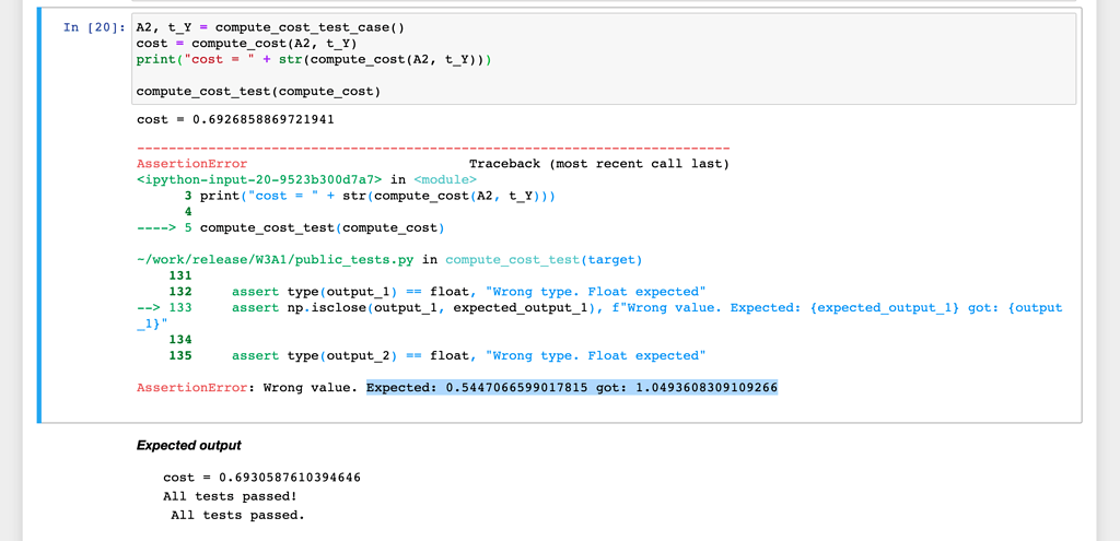 Dls C1 W3 Assignment Auto Grader Error Neural Networks And Deep