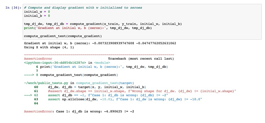 C1 W2 Error In Compute Gradient Supervised Ml Regression And
