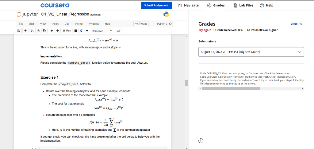 C1 W2 Linear Regression Multiple Error Supervised Ml Regression And Classification