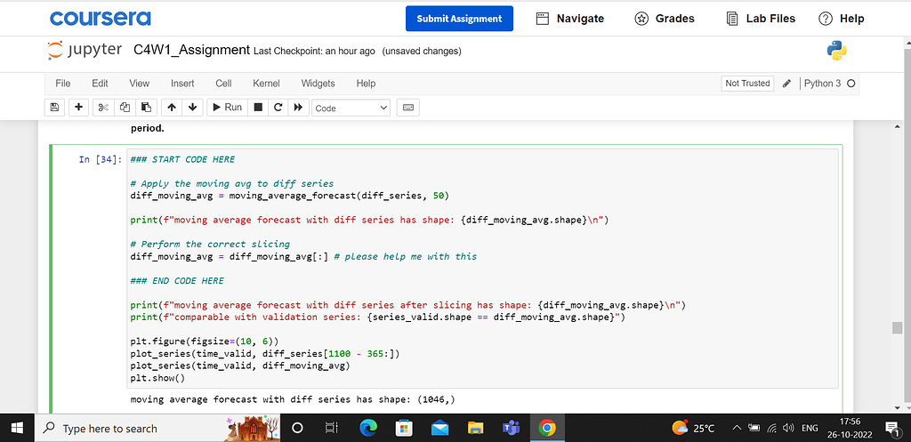 C4W1_Assignment differenced_moving_average - Sequences, Time Series and Prediction - DeepLearning.AI