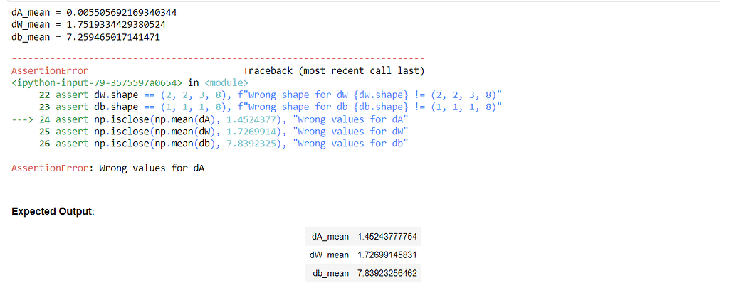 Course 4 Assignment 1 Exercise 5 Conv Backward Wrong Values For Da Convolutional Neural