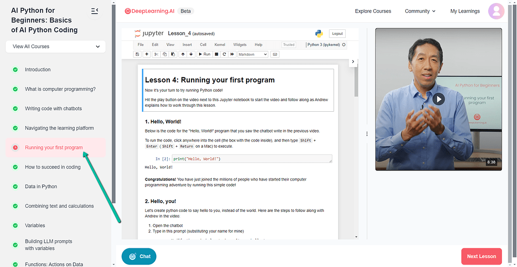 Issue Completing Lesson 4: Running Your First Program - AI Python for ... Issue Completing Lesson 4: Running Your First Program - AI Python for ...