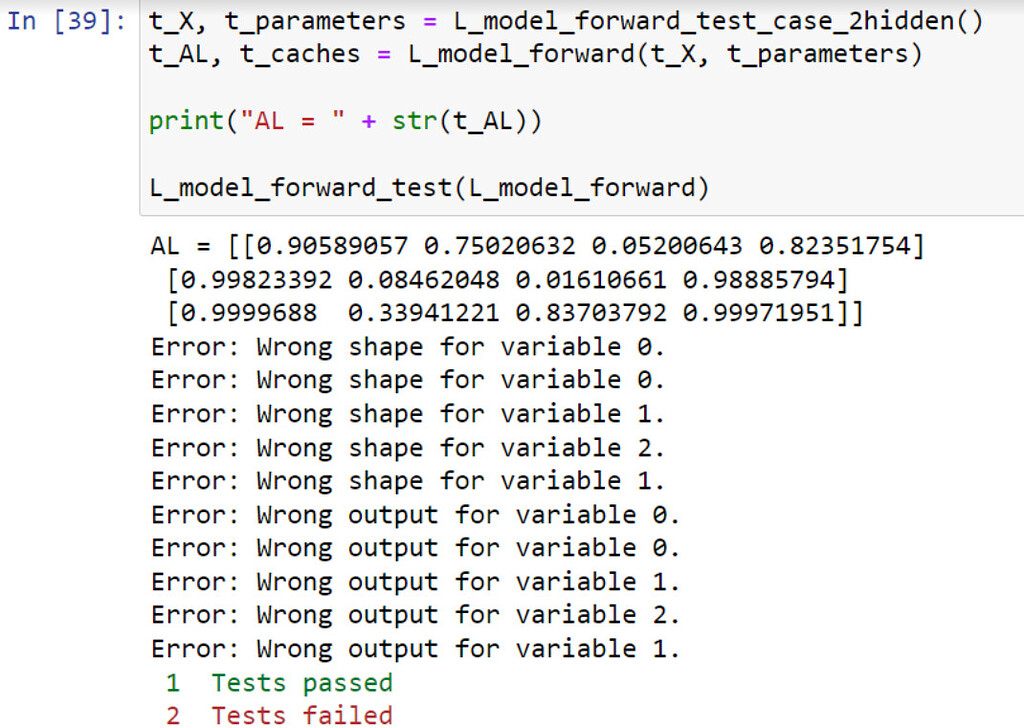 DLS Course 1 Week 4 Exercise 5 - L_model_forward - Neural Networks and Deep Learning ...
