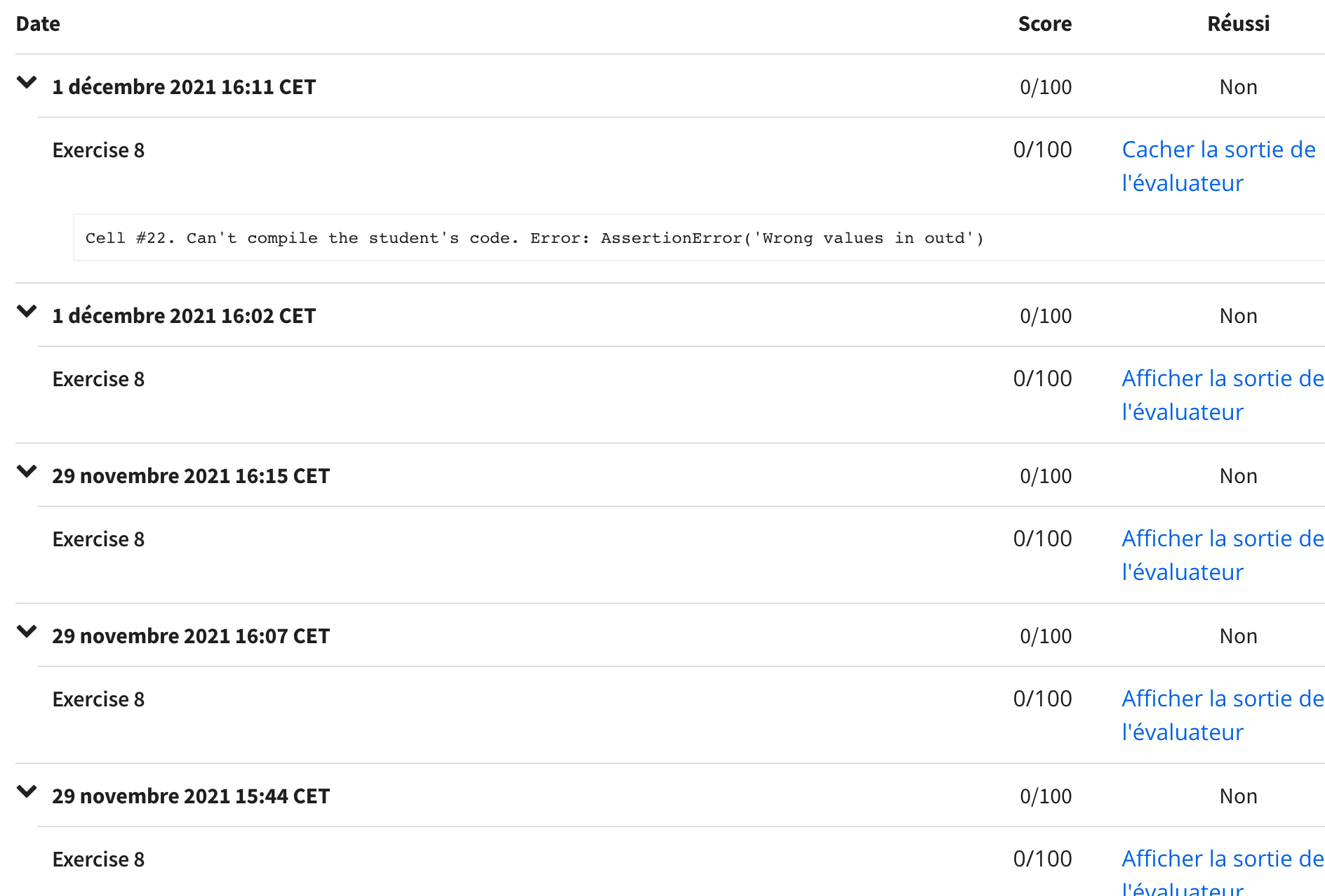 Transformer : Grading issue - Sequence Models - DeepLearning.AI