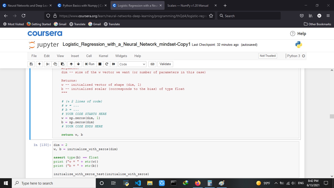An error in Exercise 4 - initialize_with_zeros @ Programming Assignment: Logistic Regression ...