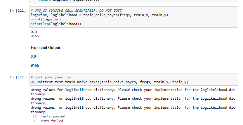 Wrong Values For Loglikelihood Dictionary Nlp With Classification And