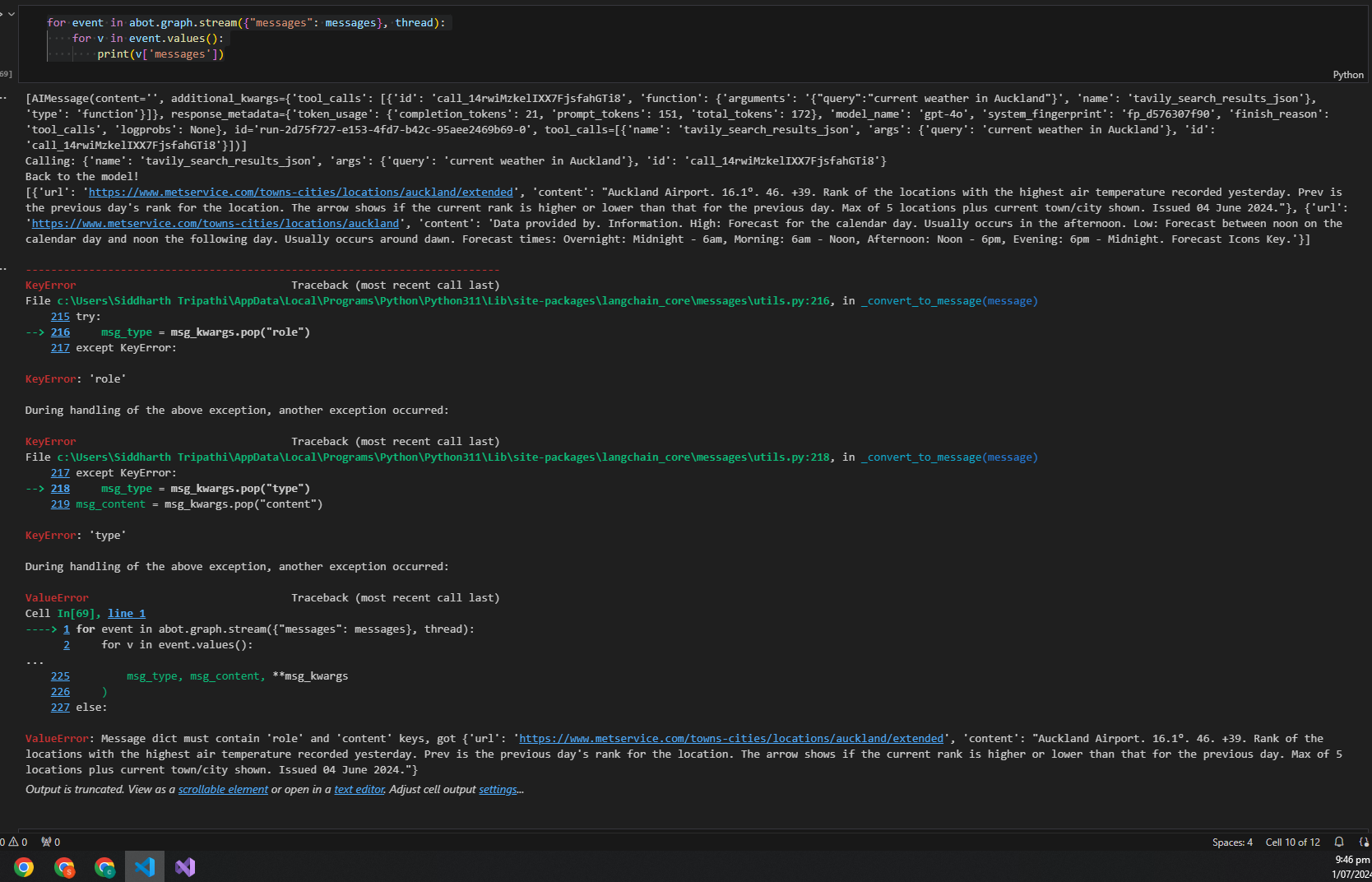 Lesson 4 Persistence And Streaming Getting Value Error Ai Agents In Langgraph