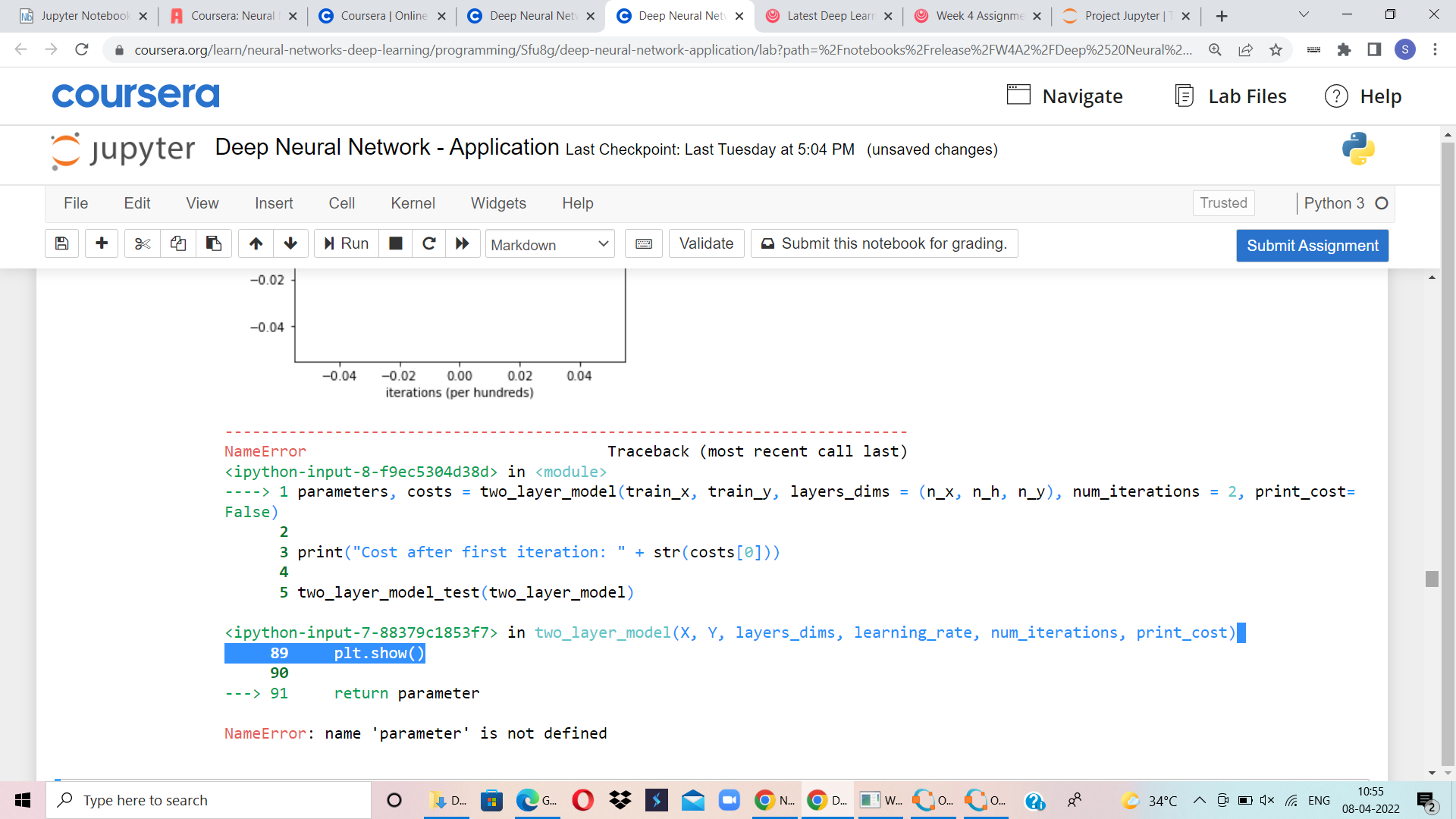 Week 4 assignment 2 problem getting parameters error - Neural Networks ... Week 4 assignment 2 problem getting parameters error - Neural Networks ...