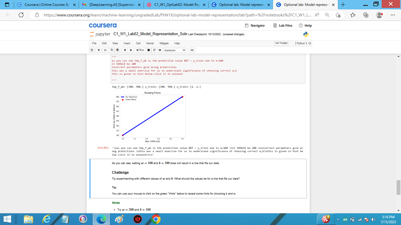 C1 W1 Optlab02 Model Representation Supervised Ml Regression And