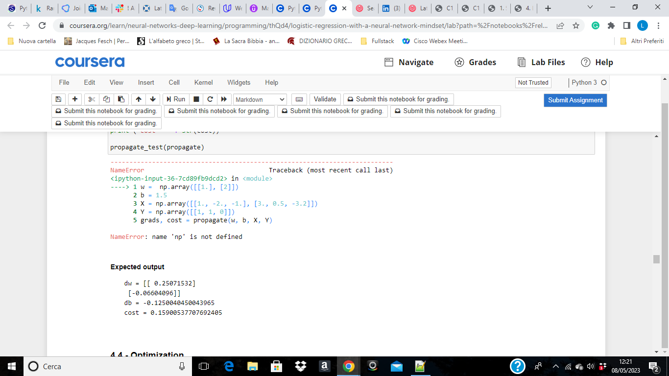 Exercise 5 - propagate W2 - Neural Networks and Deep Learning - DeepLearning.AI